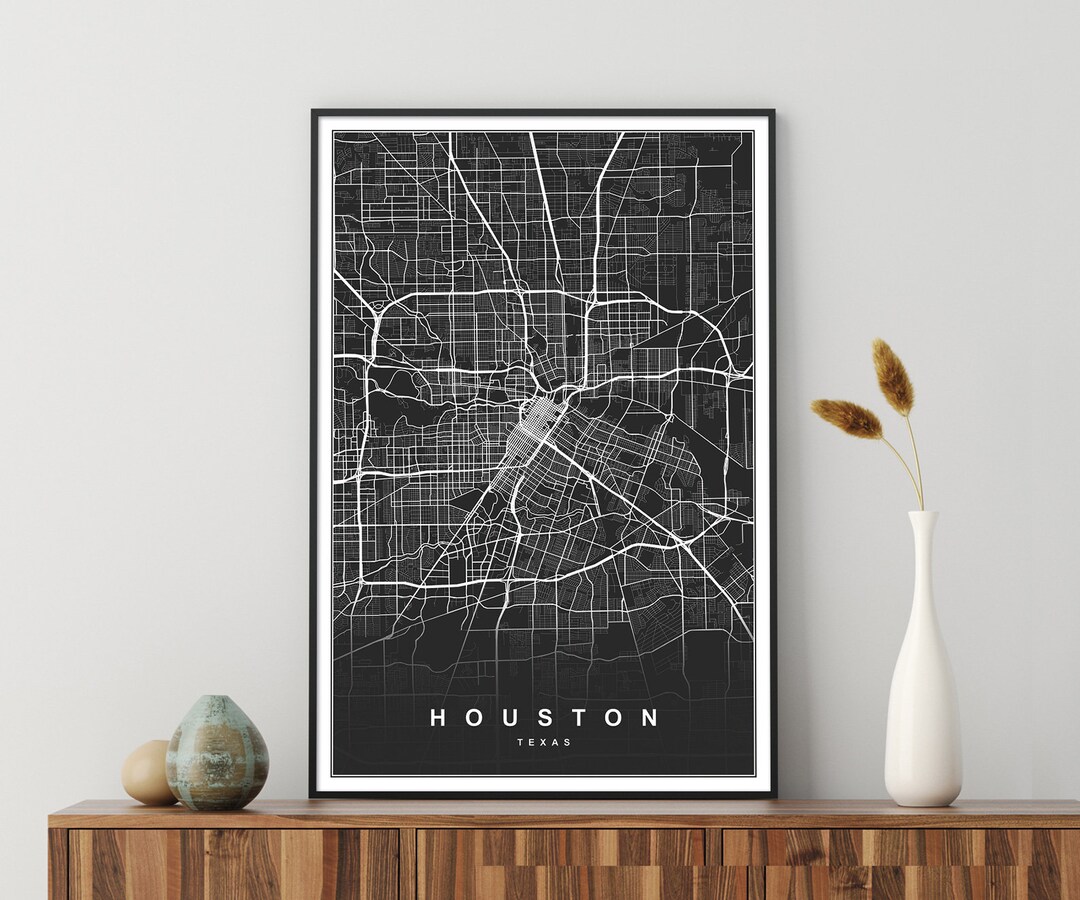 HOUSTON Texas. City Map Poster. Road Map. Affordable Wall Art. - Etsy