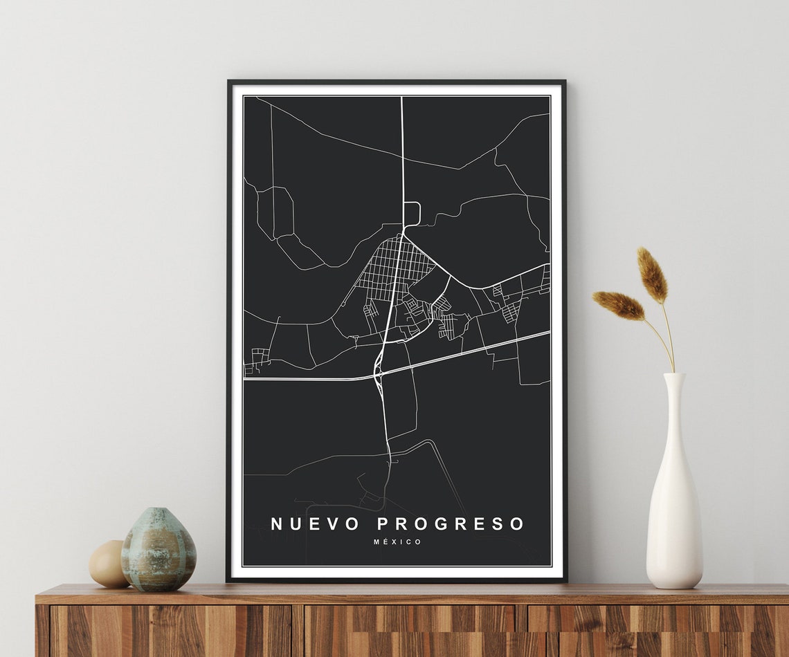 NUEVO PROGRESO Mexico. City Map. Printable Road Map. | Etsy