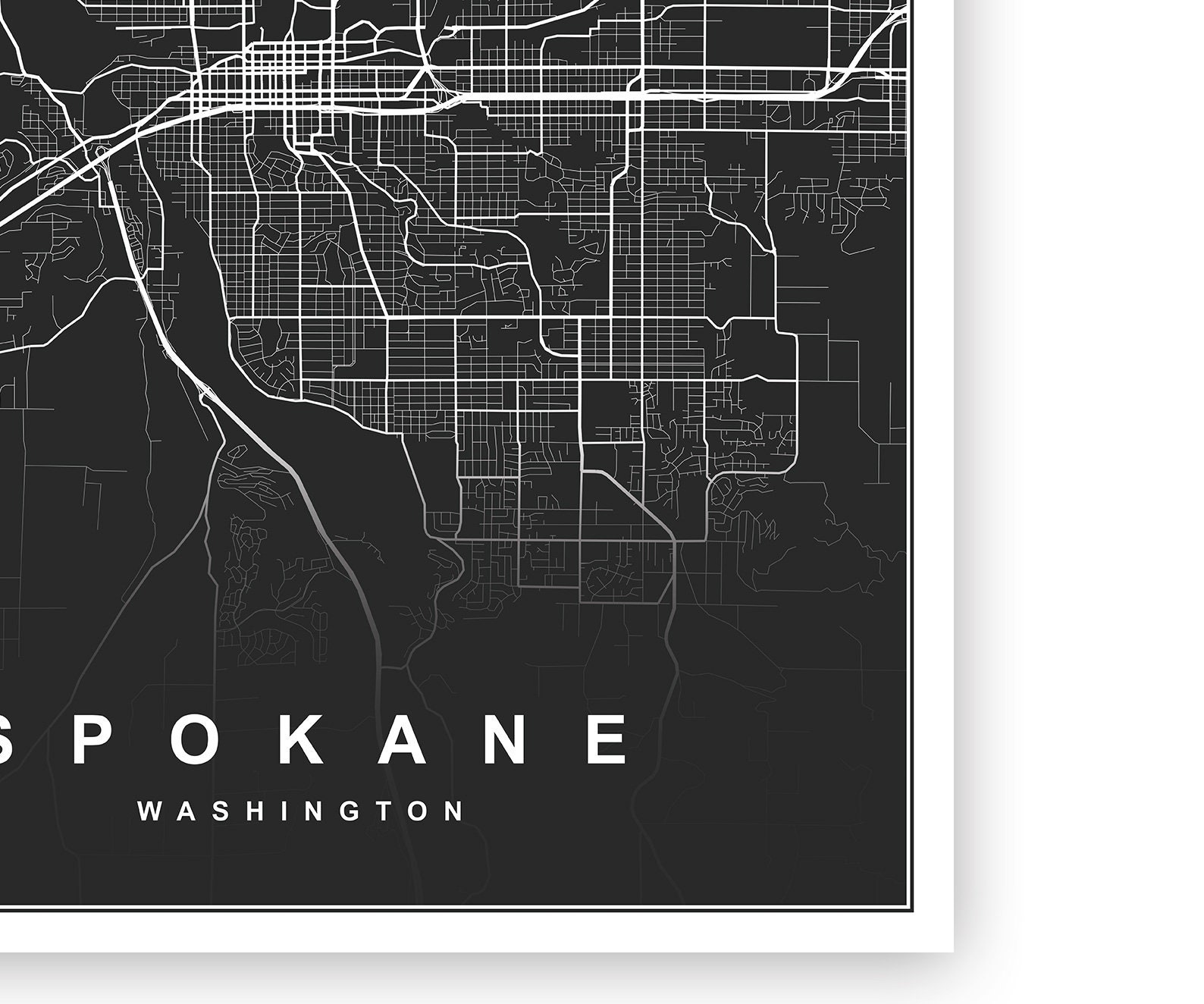 SPOKANE Washington. City Map. Printable Road Map. Affordable | Etsy
