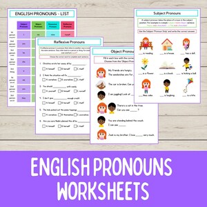 English Pronouns Worksheets - Etsy