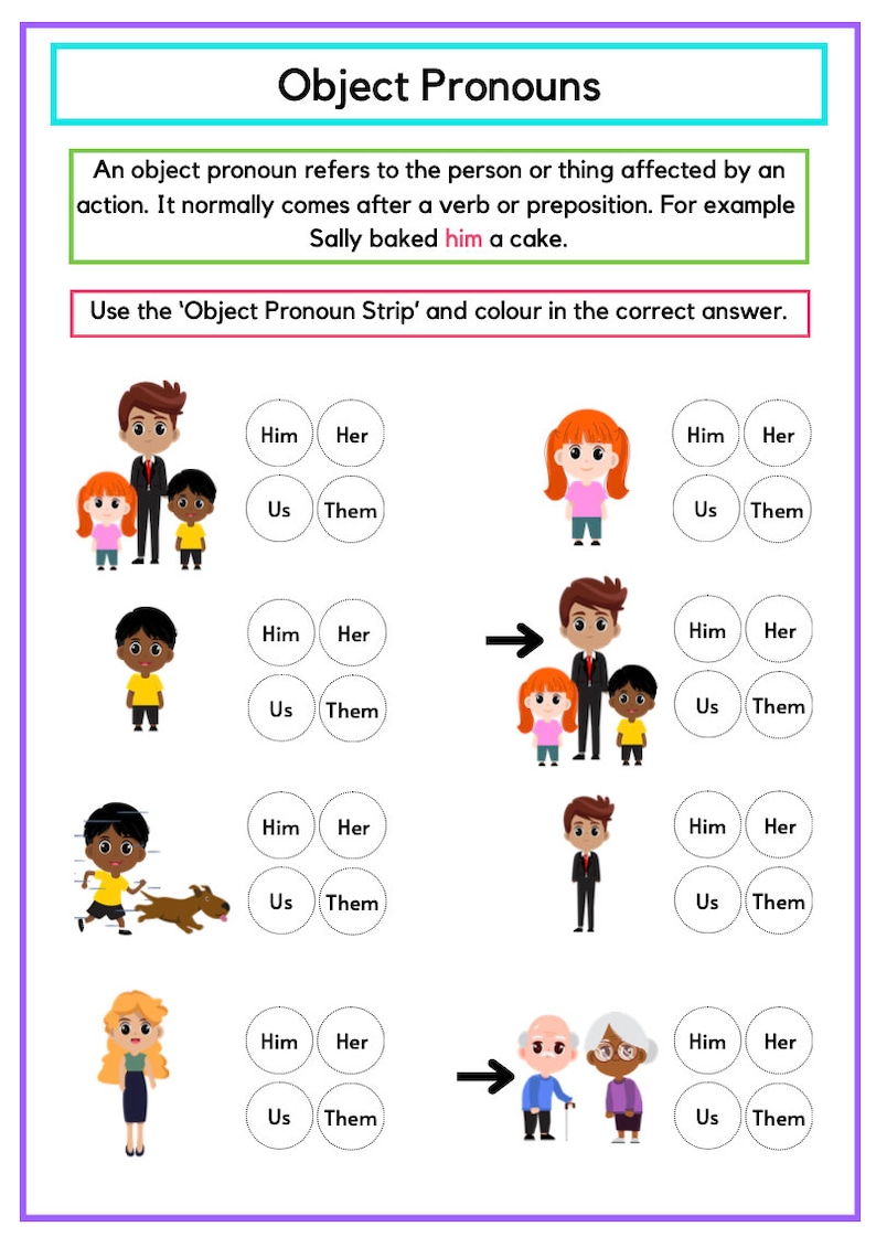 English Pronouns Worksheets - Etsy