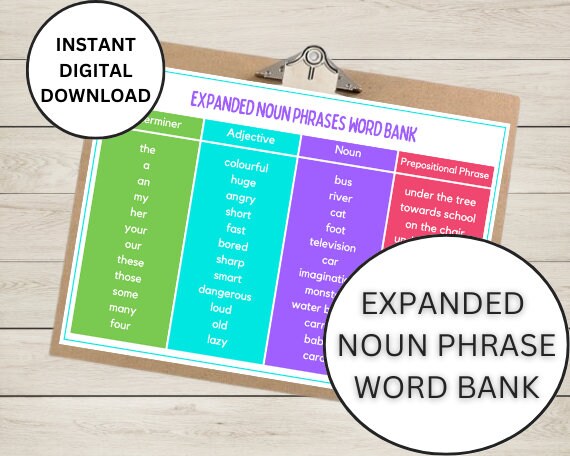 Expanded Noun Phrase Word Bank - Etsy