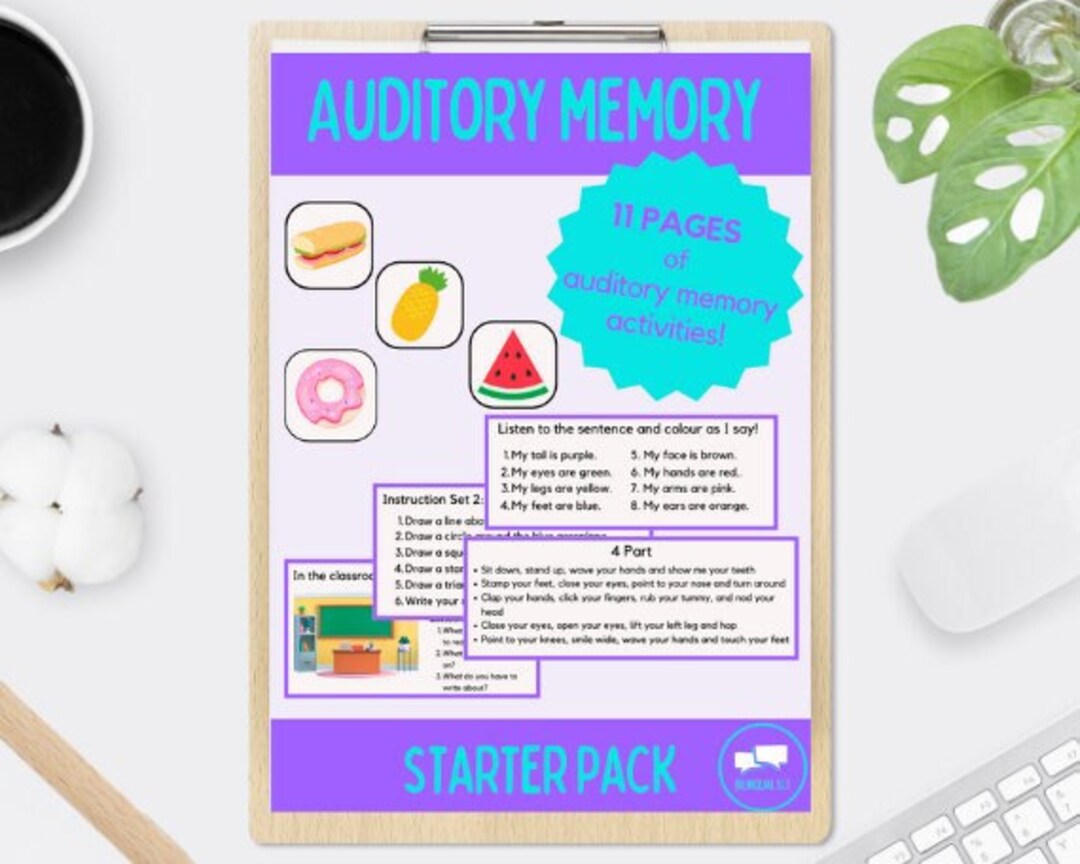 AUDITORY MEMORY Starter Pack, Auditory Memory, Memory Retention, Memory ...