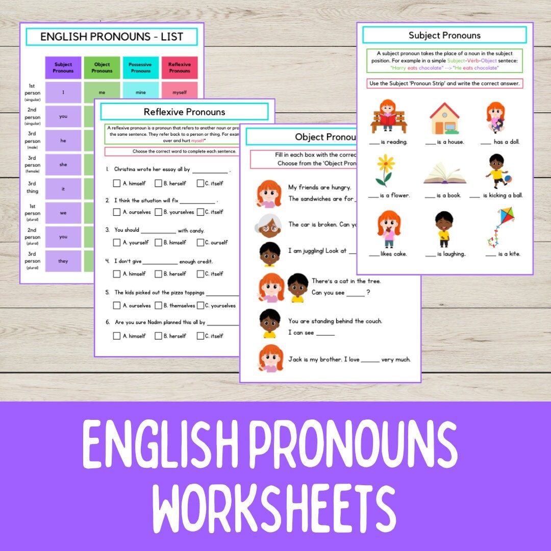 English Pronouns Worksheets - Etsy