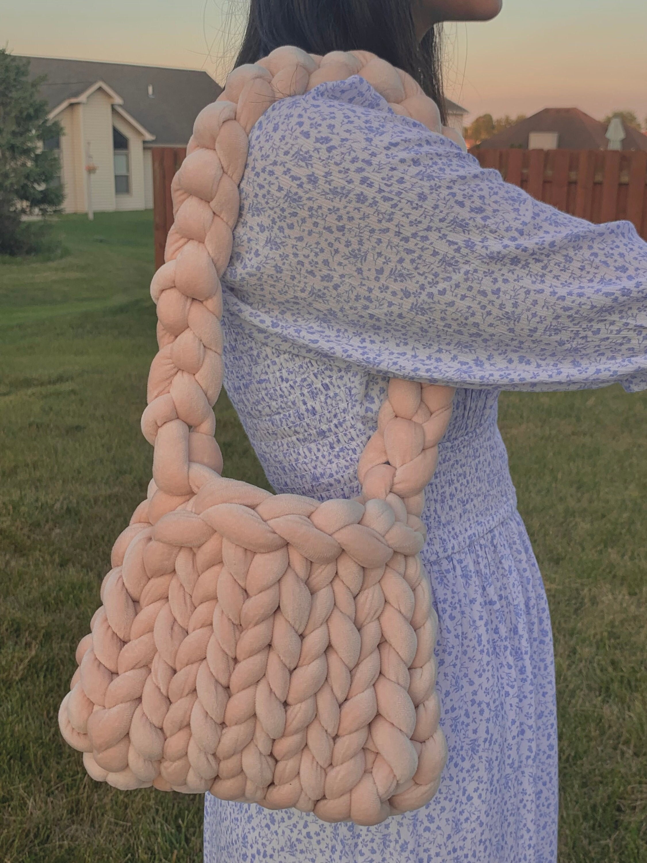 Handmade Chunky Knit Bag, Puffy Shoulder Bag - Etsy