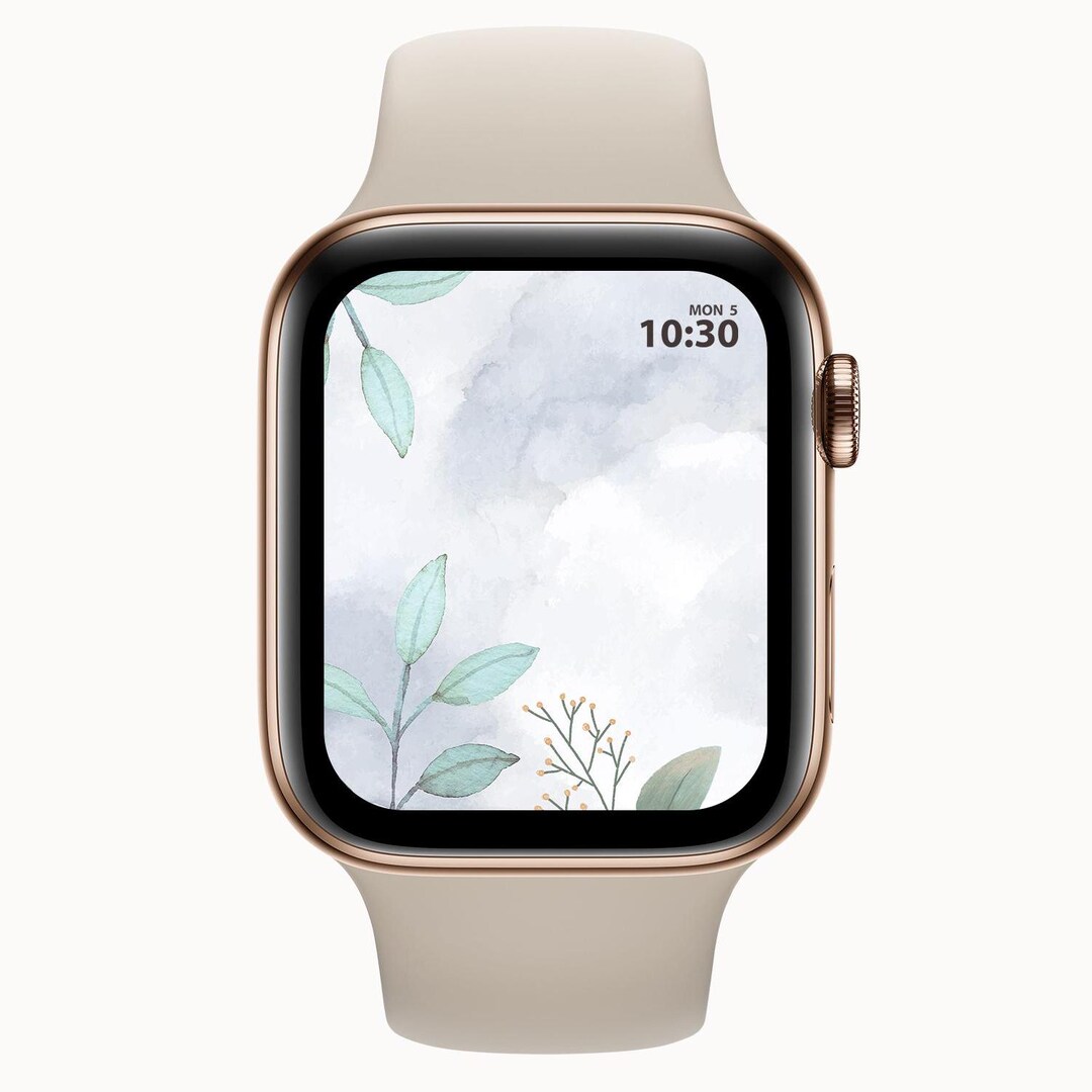 Apple Watch Background Blue Flowers and Leaves Smartwatch Wallpaper ...