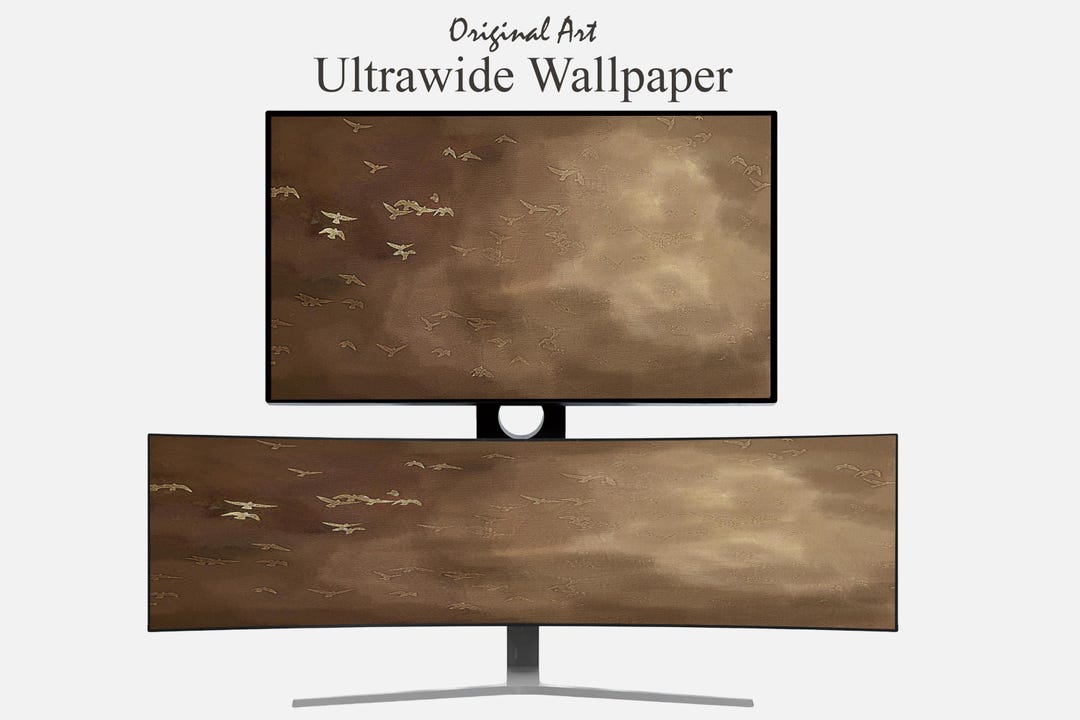 Moody Tan Abstract Artwork Ultrawide Desktop Wallpaper Monitor ...