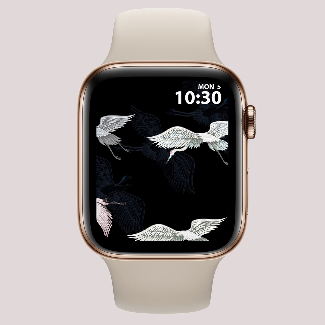 Wallpaper for Apple Watch Japanese Black and White Cranes Smartwatch ...