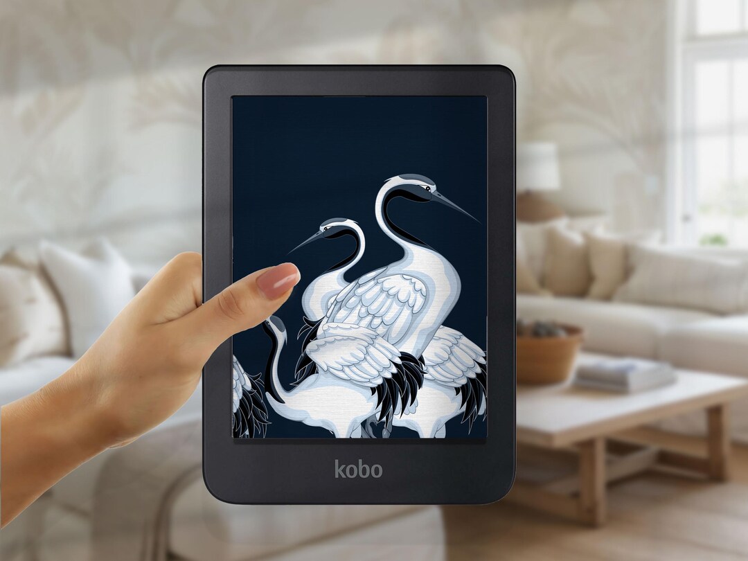 Kobo Colour Screensaver Birds Navy Cranes Ereader Lock Screen Kobo ...