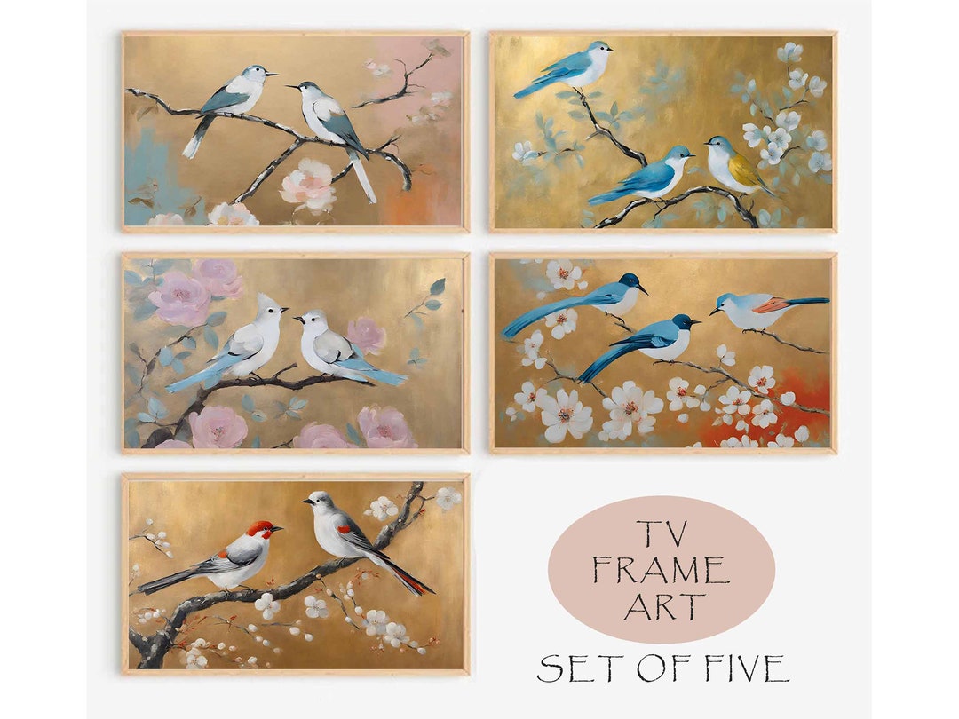 TV Frames Set of 5 Toile Chinoiserie Gold Art Samsung Art TV 4K Digital ...