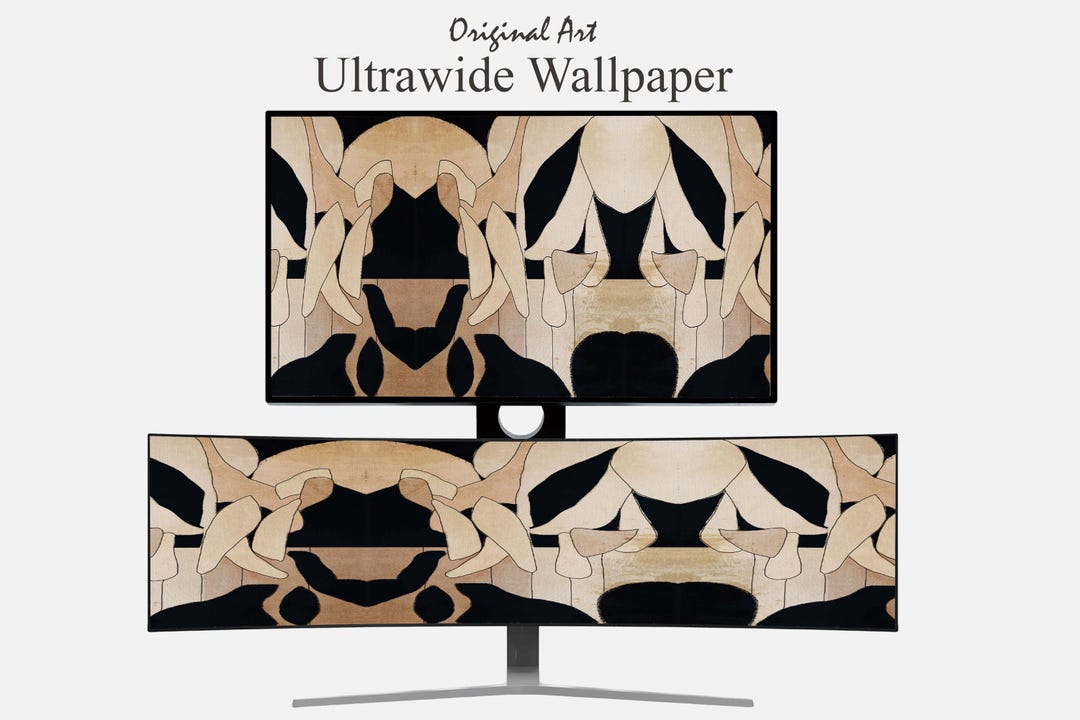Beige Black Art Super Ultrawide Monitor PC Wallpaper, 2 Widescreen ...