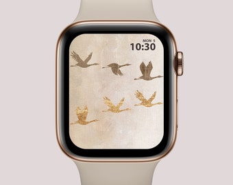 Aesthetic Apple Watch Wallpaper Gold and Beige Bamboo Smartwatch ...