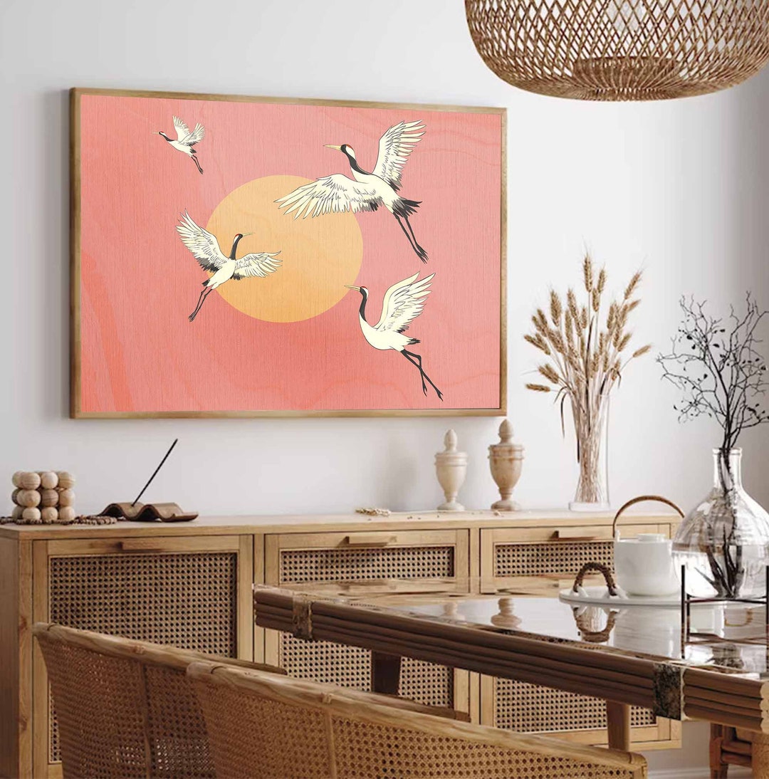 Chinoiserie Pink Bird Wall Art Grandmillennial Chic Printable Artwork ...
