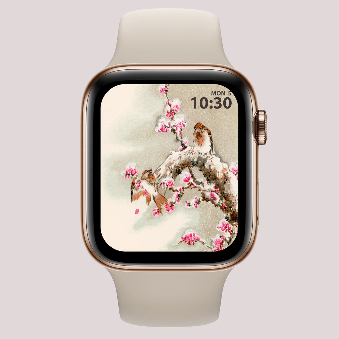 Apple Watch Wallpaper Vintage Japanese Cherry Blossom and Bird ...