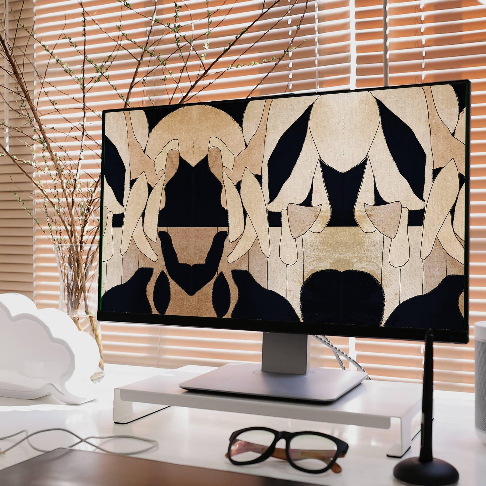 Beige Black Art Super Ultrawide Monitor PC Wallpaper, 2 Widescreen ...