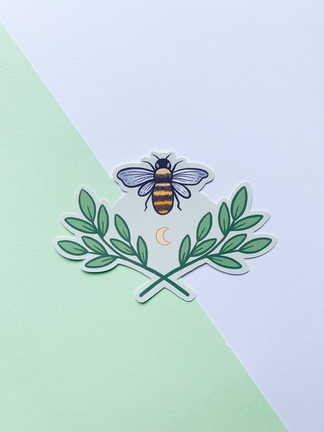 Celestial Bee With Branches Cute Sticker Adorable Die Cut Sticker ...