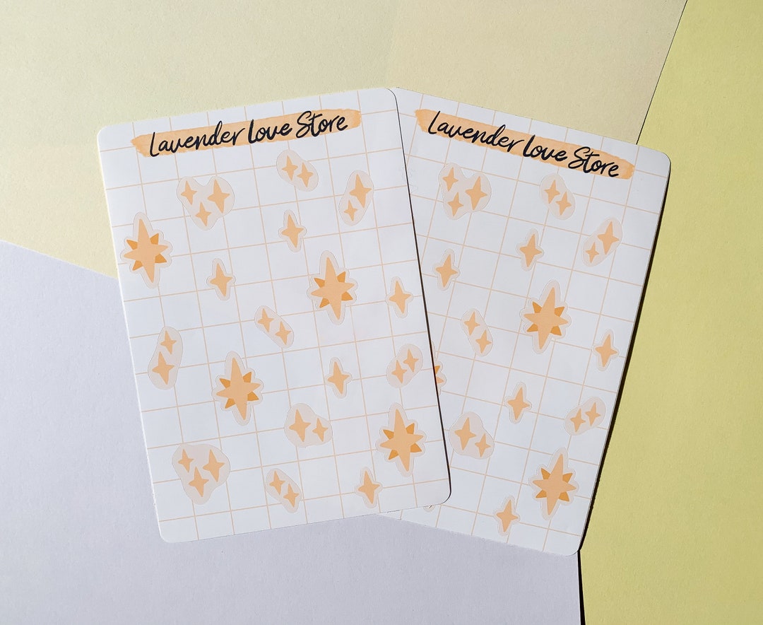 Cute Stars Sticker Sheet Waterproof Vinyl Stickers Adorable Journaling ...