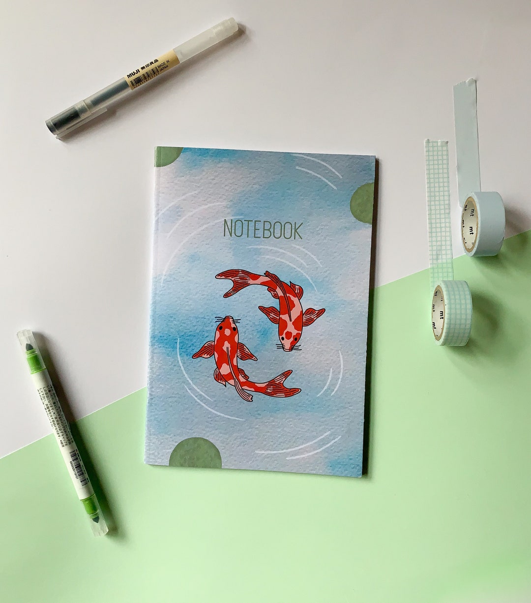 Colourful Ying Yang Koi Fish Notebook - A5 Notebook - Lined Paged ...
