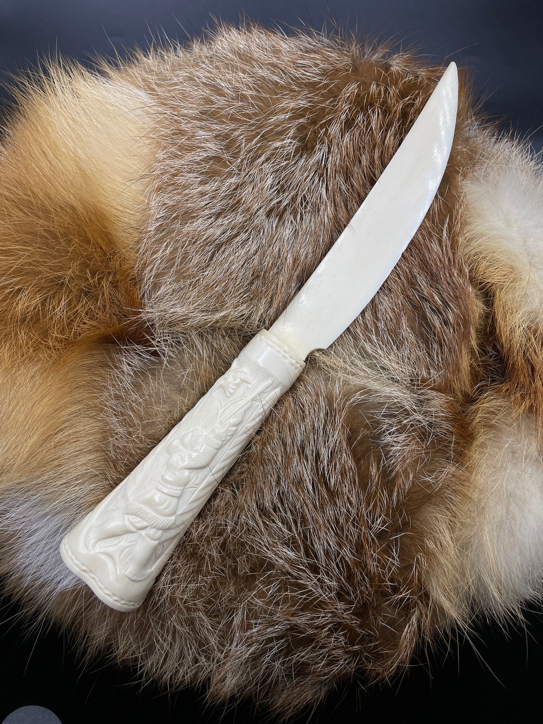 Inuit Carved Knife for Paper, Inuit Letter Opener, Hunter Print ...