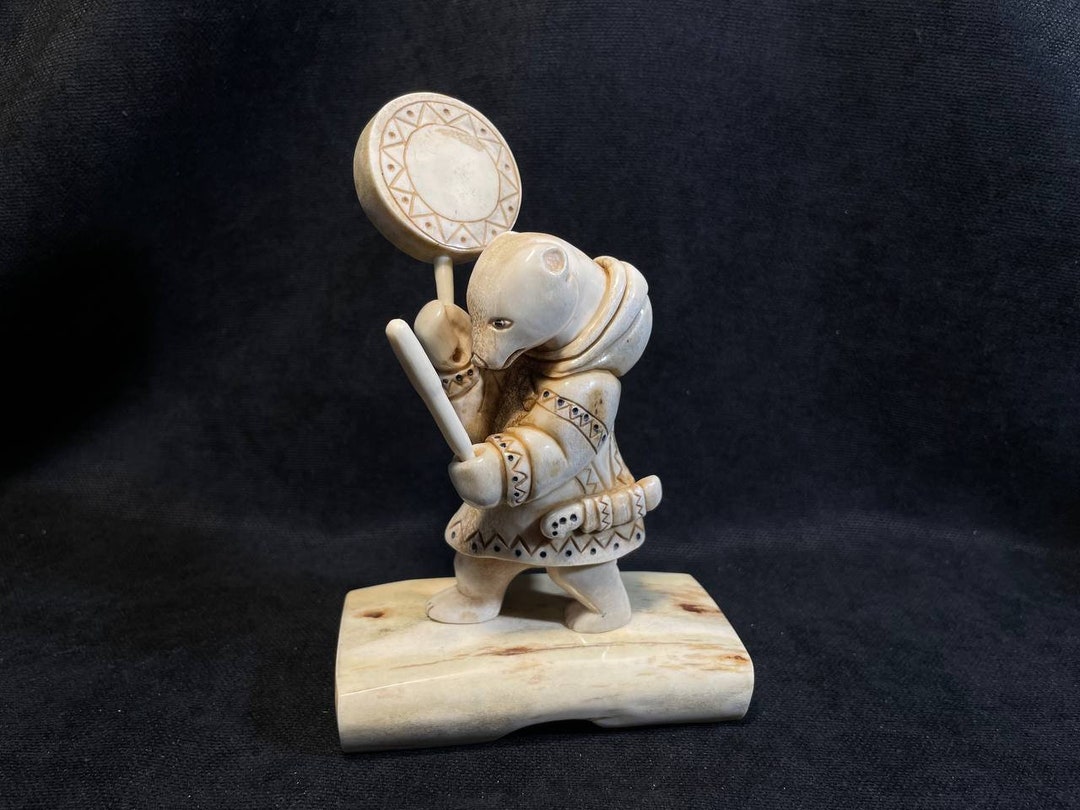 Inuit Art Inspired Figurine of Dancing Shaman With Drum, Ancient Folk ...