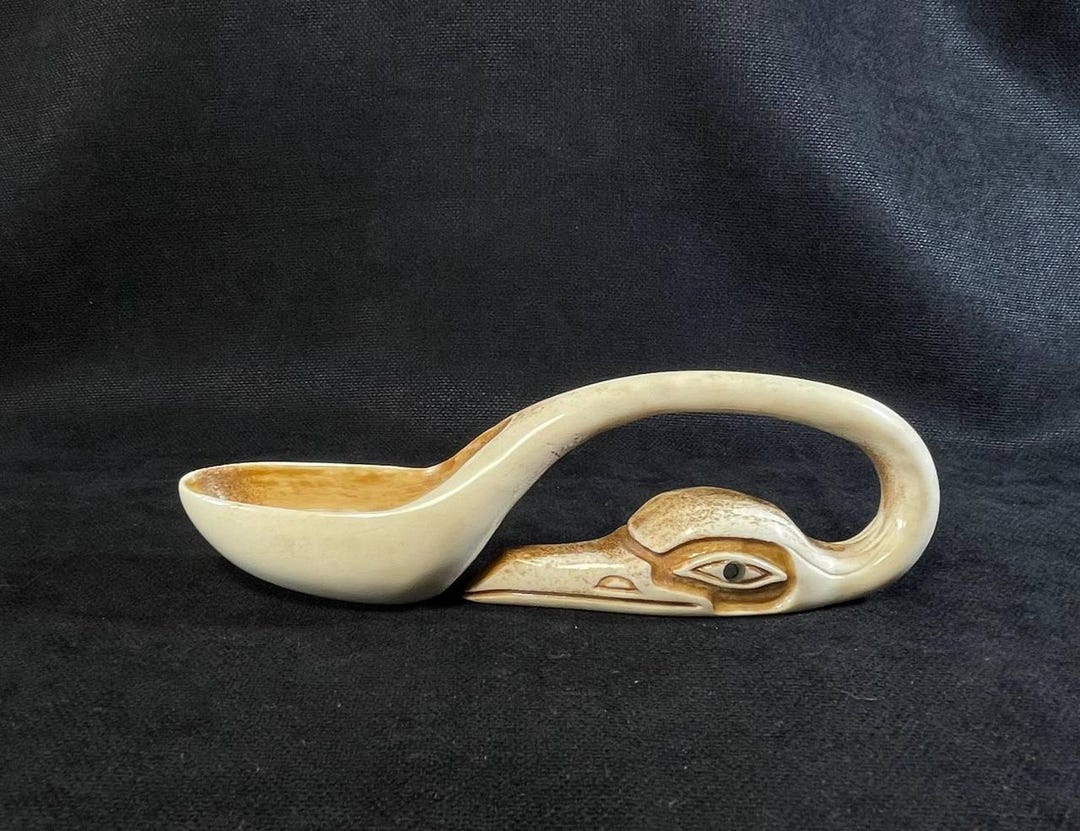 Ceremonial Native American Tlingit Spoon Replica, Inuit Bird Print ...