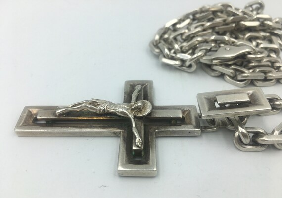 Silver Christian Cross Pendant with Jesus and Chain, … - Gem