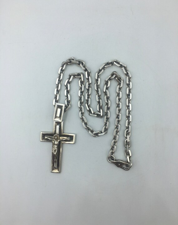 Silver Christian Cross Pendant with Jesus and Chain, … - Gem