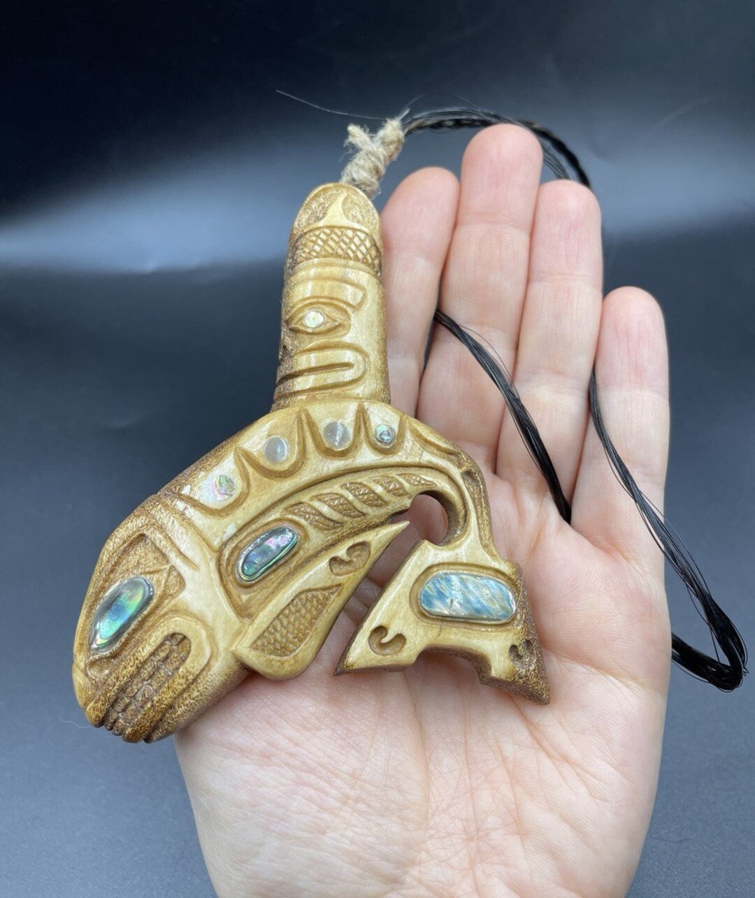 Native American Orca Ritual Pendant, Abalone Northwest Coast Pendant ...