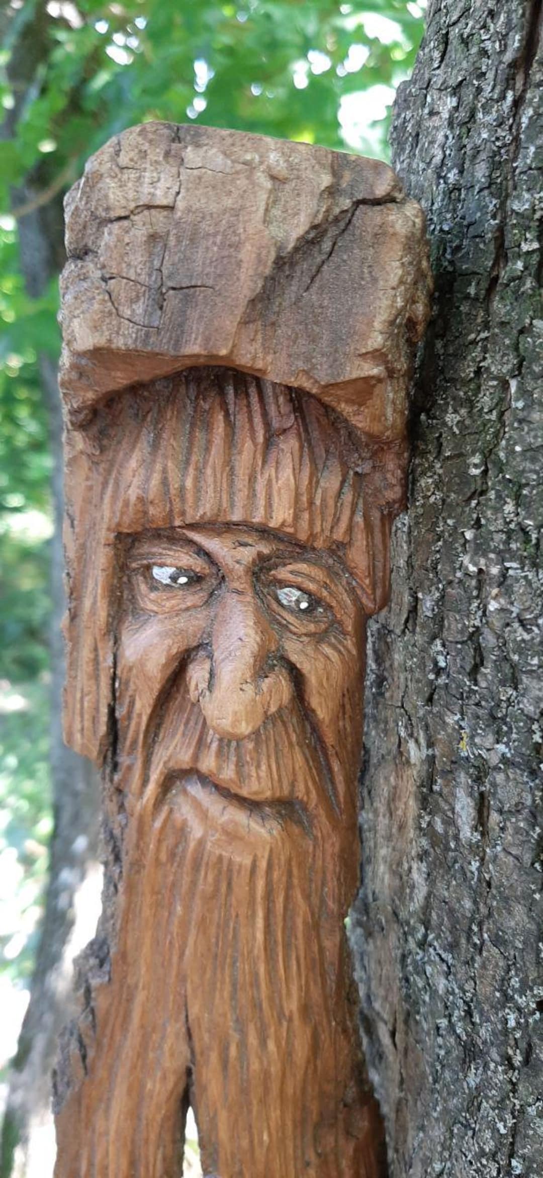 Handcrafted Native Americans Inspired Bark Carving, Rustic Wood ...