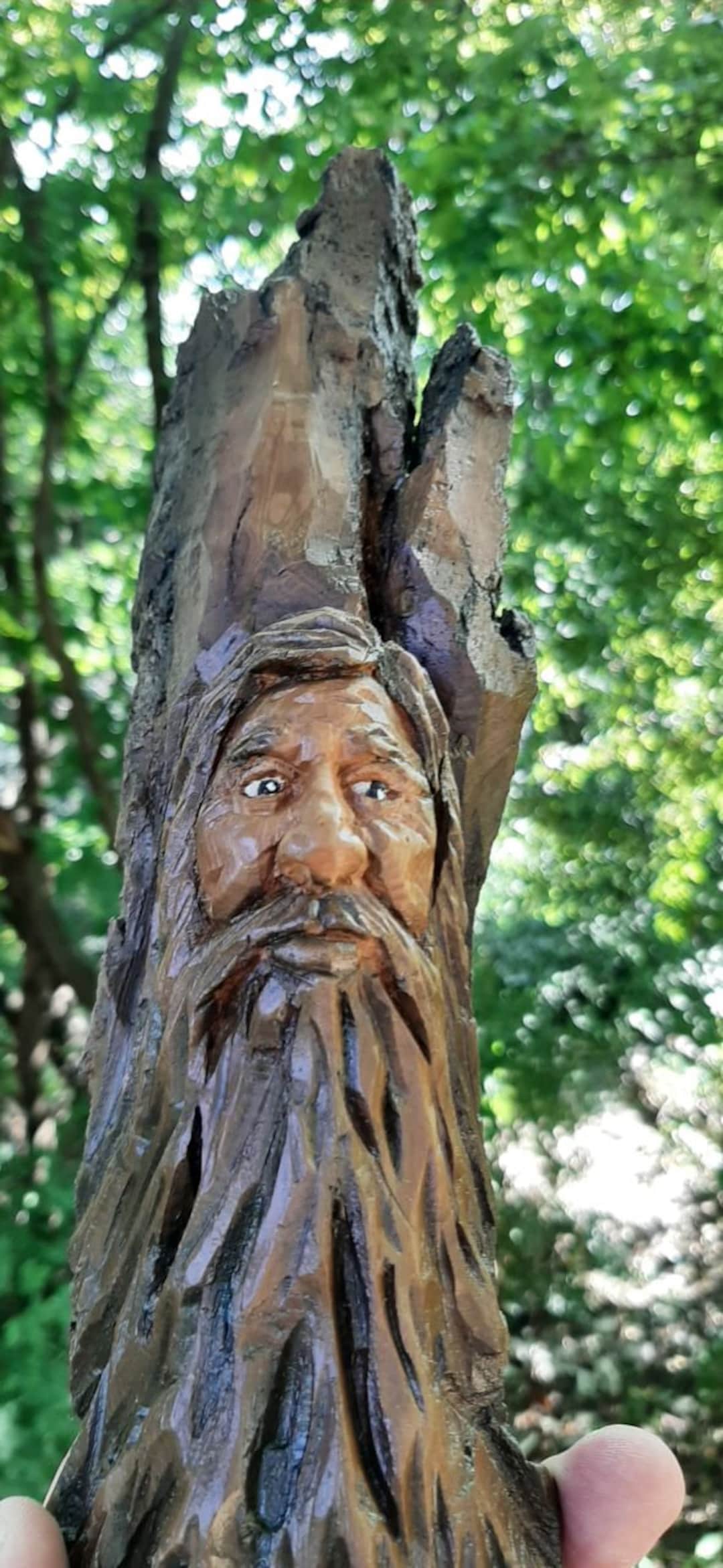 Native American Bark Carved Indian Sculpture Handmade Rustic Primitive ...