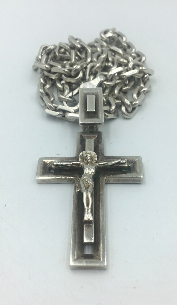 Silver Christian Cross Pendant with Jesus and Chain, … - Gem