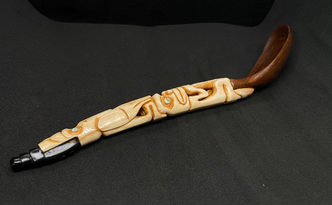 Alaska Haida Raven Spoon Replica Handcrafted Inuit Carving on Native ...