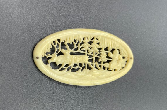 Inuit Native Brooch, Eskimo Carved Vintage Pin for Co… - Gem