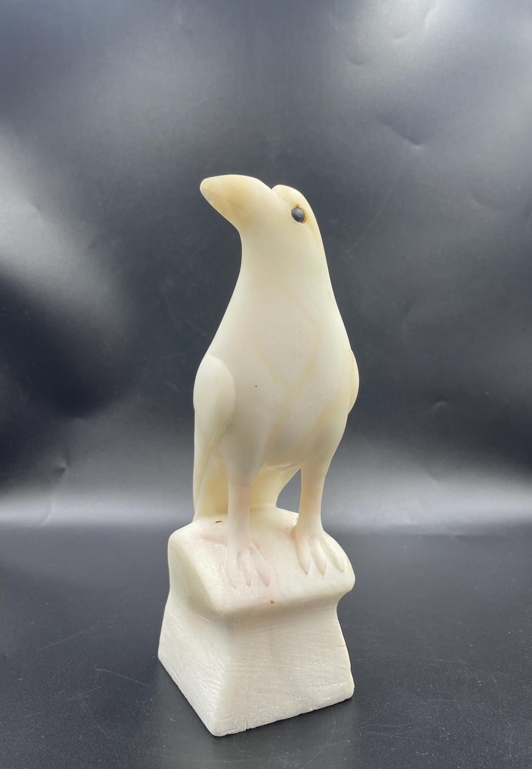 Stone Carved Inuit Bird Sculpture, Eskimo Raven, Vintage Marble Table ...
