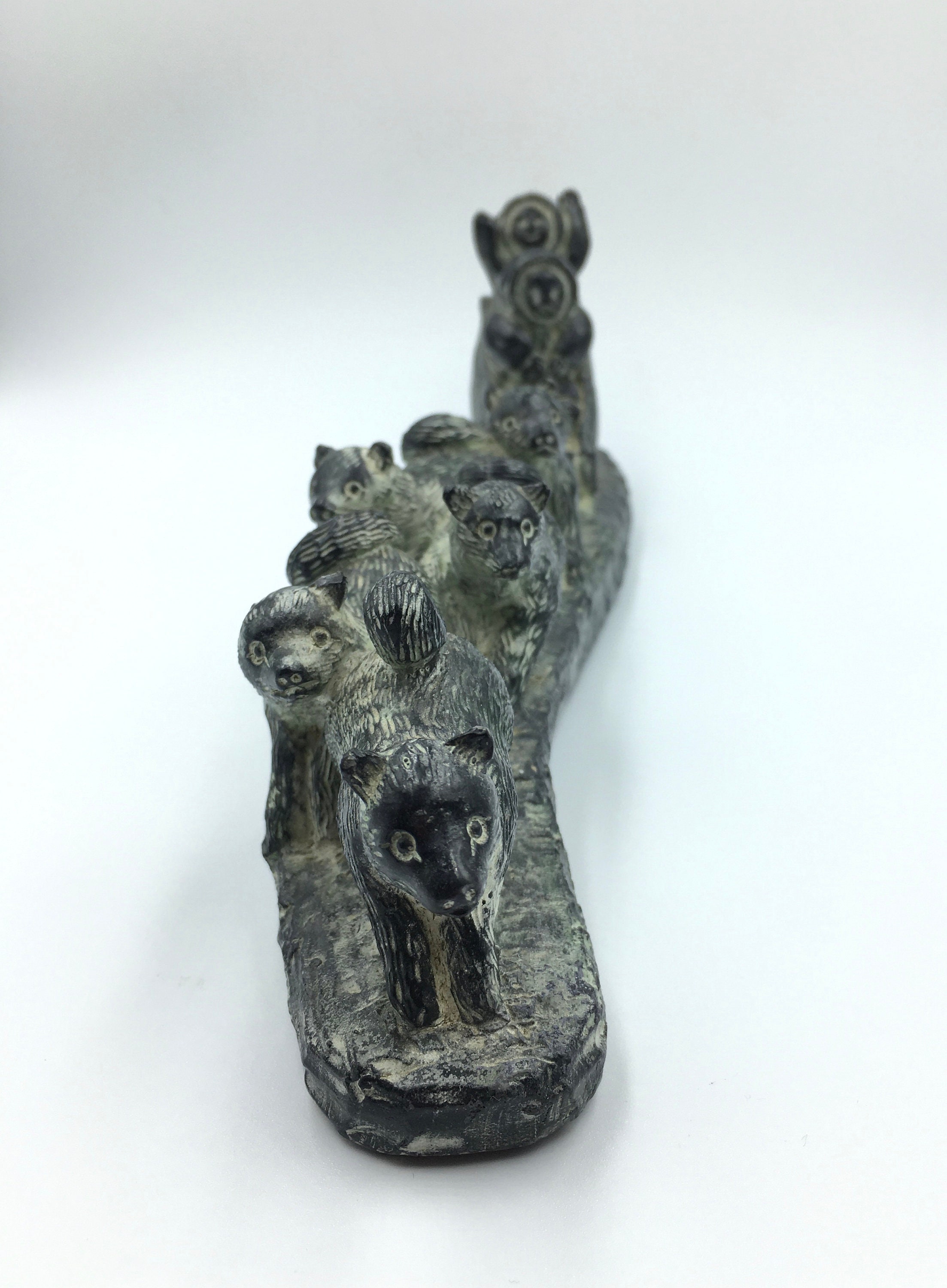 Inuit Cast Stone Sculpture: A Timeless Dog Sled in Race, Inuit Stone ...