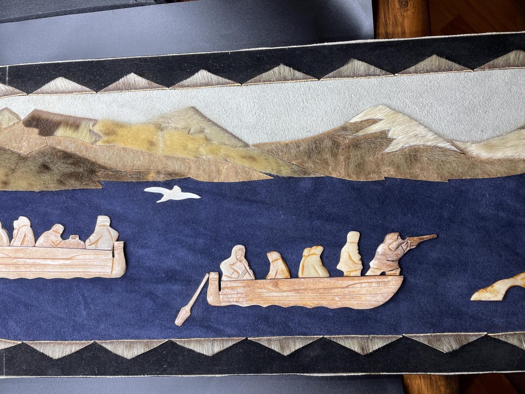 Traditional Eskimo Artwork, Inuit Wall Decor, Big Vintage Yakut Panel ...