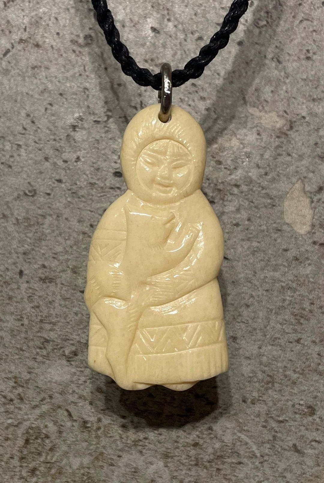 Inuit Original Vintage Pendant, Chukchi With Inuit Dog Print, Carved ...