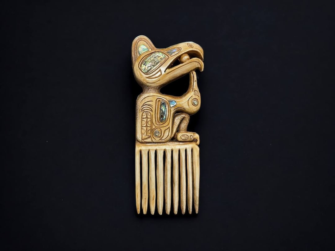 Native Americans Comb, Ritual Tlingit Comb With Eagle, Heron and Bear ...