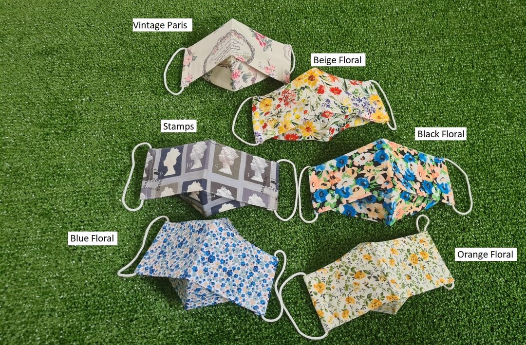 Set of COTTON Face Masks With Filter Pockets| Protective Mask Reusable ...