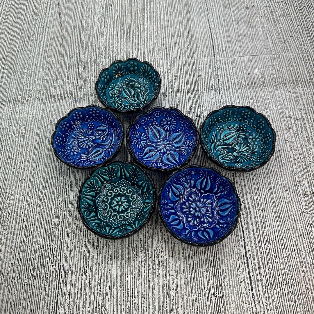 Set of 6 Handpainted Turkish Ceramic Bowls Ottoman Style Mezze and ...