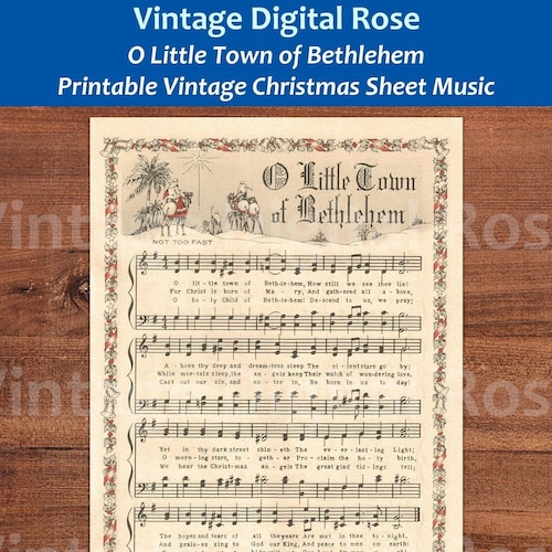 O Little Town of Bethlehem Printable Vintage Christmas Hymn - Etsy