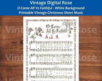 O Come All Ye Faithful Printable Vintage Christmas Hymn Carol | Etsy