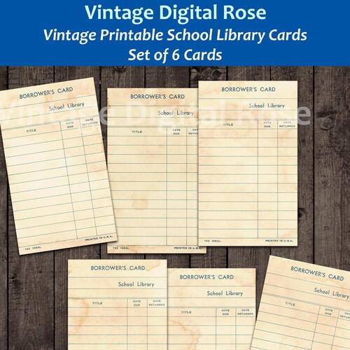 Vintage Printable Library Checkout Cards Stamped Cards Digital - Etsy