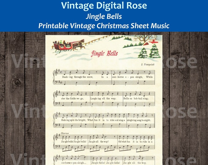 Jingle Bells Printable Vintage Popular Christmas Carol Sheet - Etsy