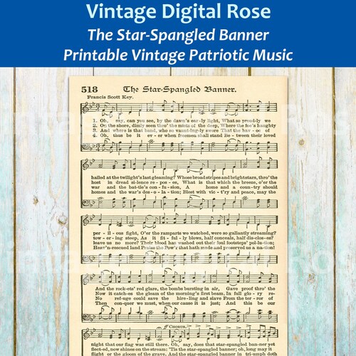 The Star-spangled Banner American National Anthem Printable - Etsy