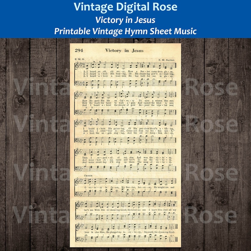 Printable Hymn Victory in Jesus - Etsy
