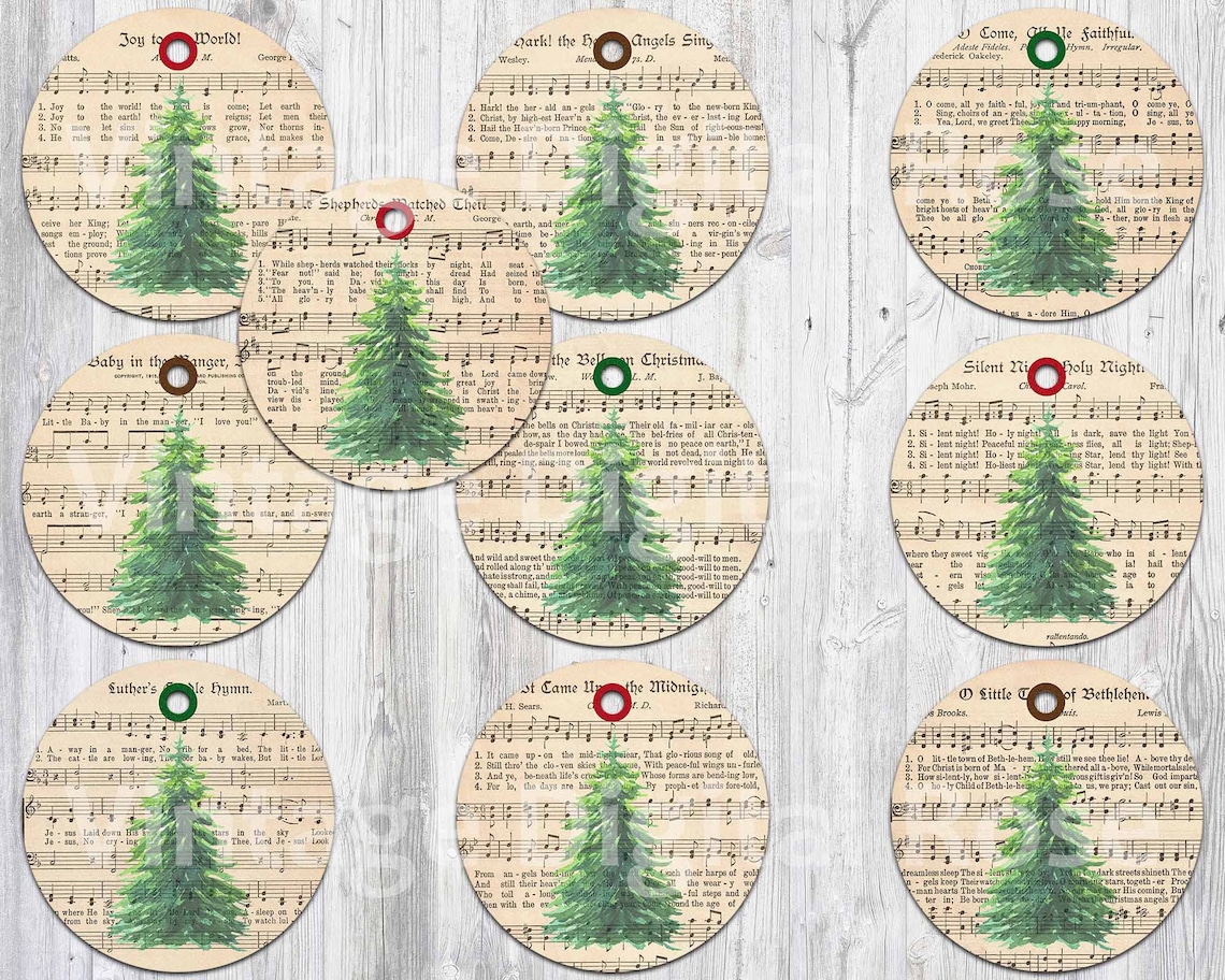 Printable Christmas Ornament Tags With Vintage Christmas - Etsy