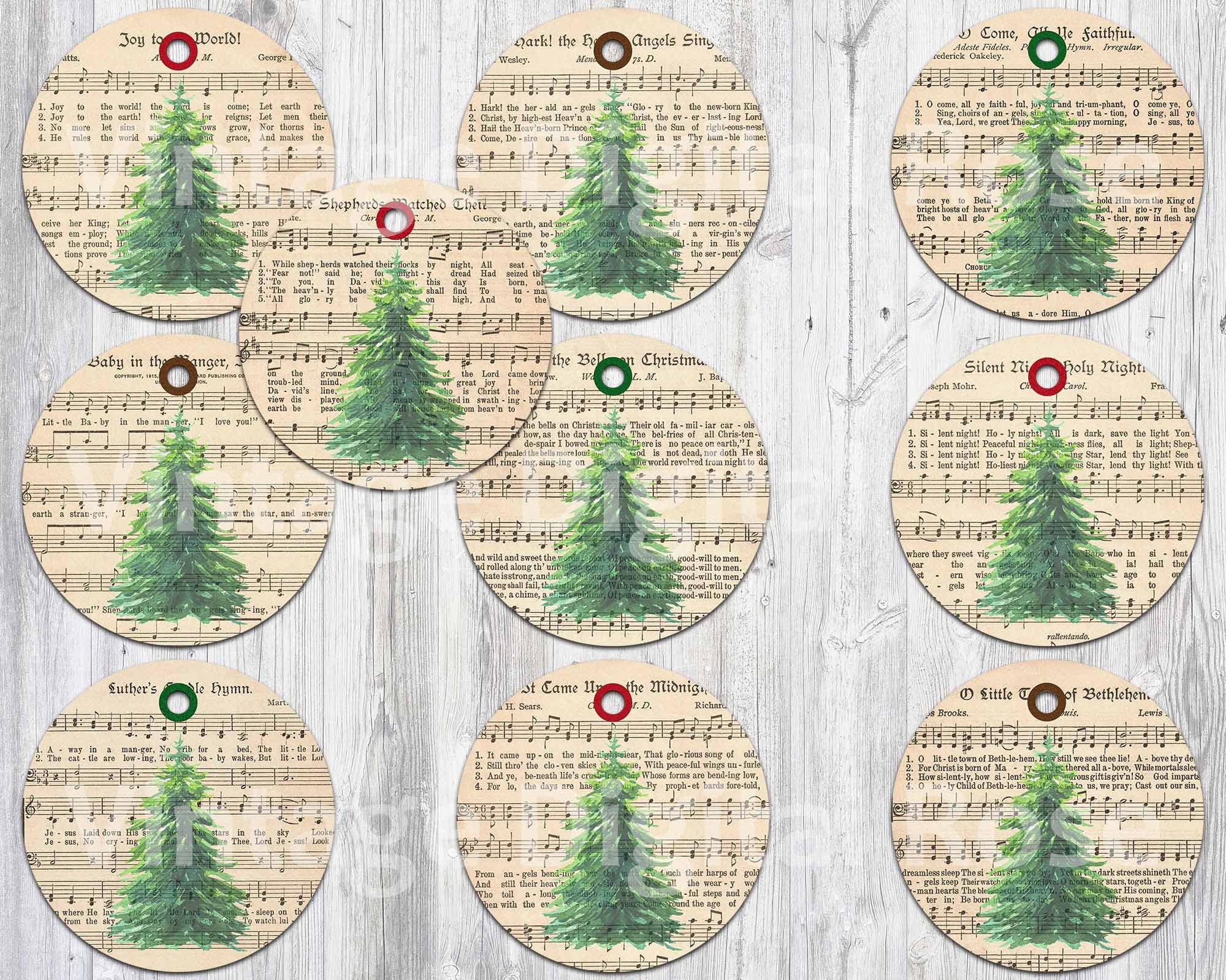 Printable Christmas Ornament Tags With Vintage Christmas - Etsy