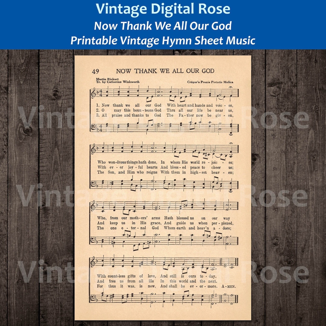 Now Thank We All Our God Printable Vintage Hymn Sheet Music - Etsy