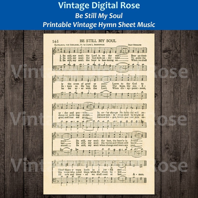 Be Still My Soul Printable Vintage Hymn Sheet Music - Etsy